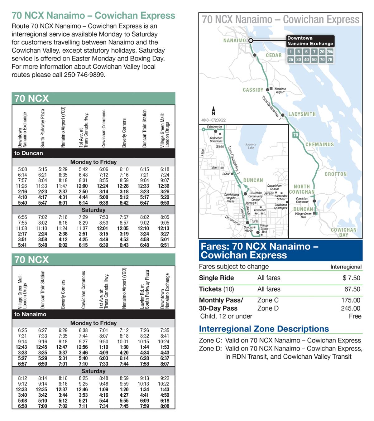 Route 70 NCX Nanaimo – Cowichan Express